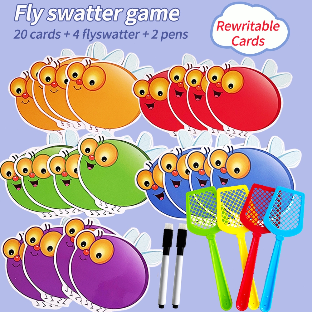 Fly Swatter Game Set Sight Word Swat DIY Double Sides Erasable Cards ...
