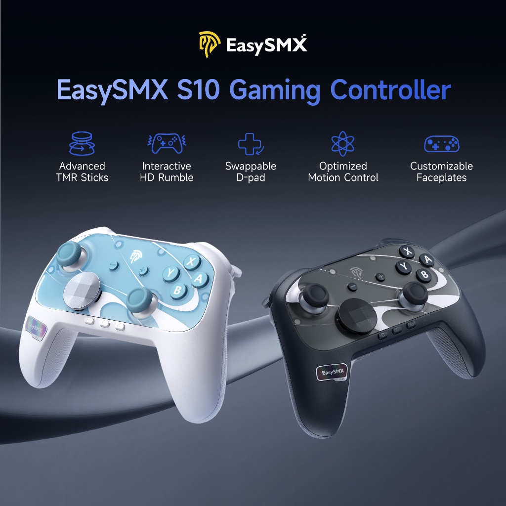 EasySMX S10 Wireless Controller With TMR Sticks, HD Rumble, Swappable D ...