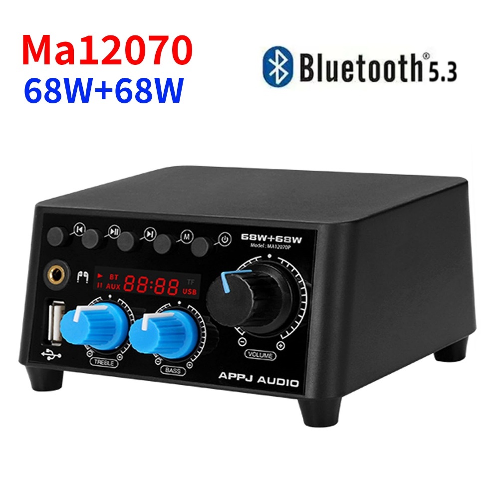 Ma12070 Mini Digital Power Amplifier HiFi Stereo 2.0 Bluetooth 5.3 68W ...