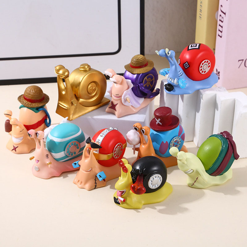 9Pcs Anime One Piece Figure Luffy Den Den Mushi Doflamingo Law Ace ...