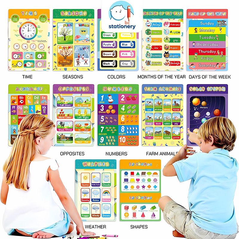 10/16 pcs Chart For Kid Educational Set Wall Colors Numbers Alphabet ...