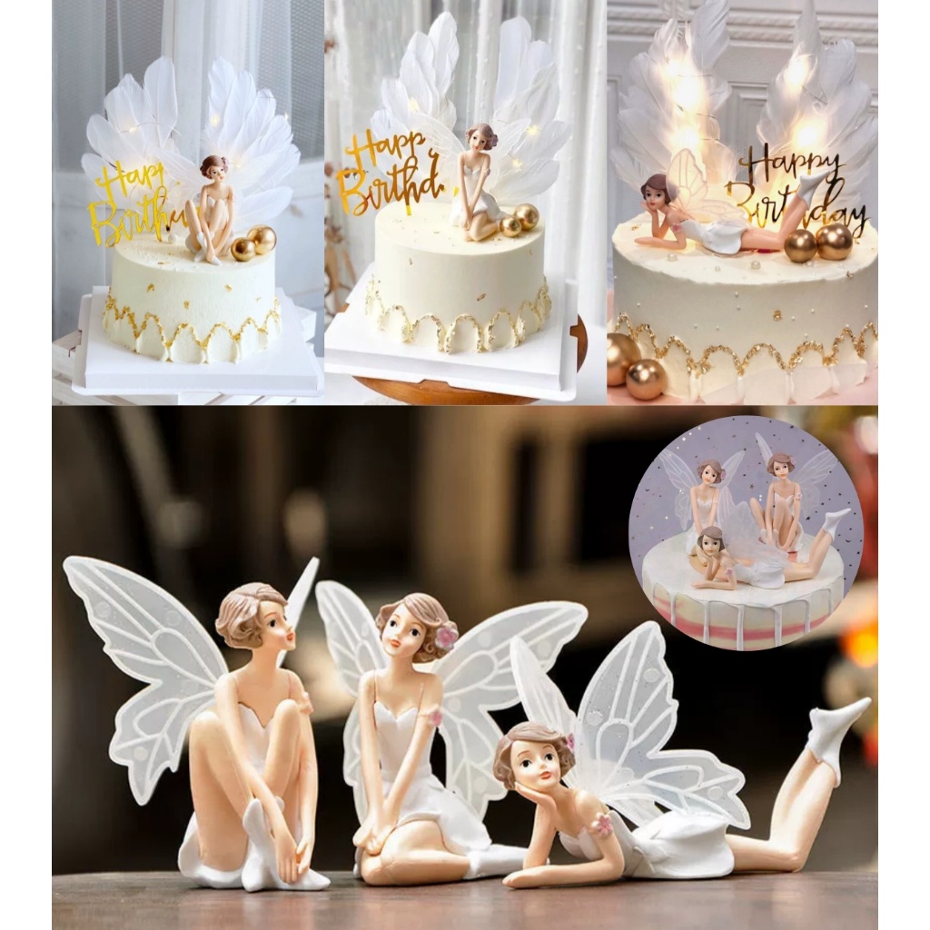 3PC Flying Flower Fairy Garden DIY Miniature White Angel Flower ...