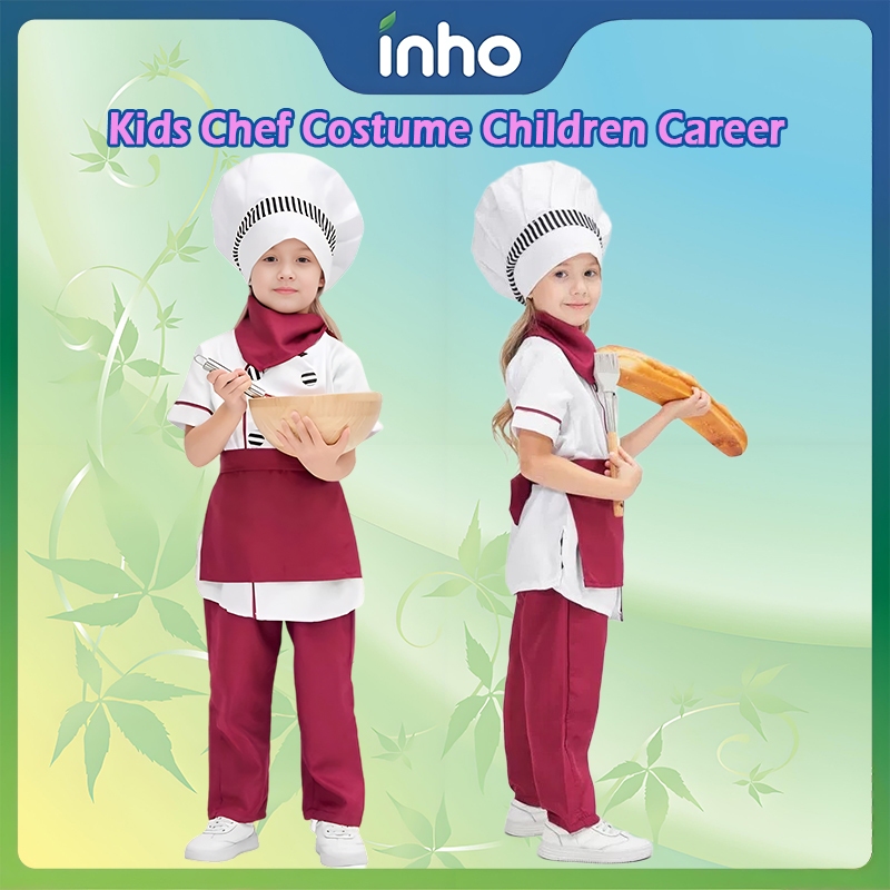 Chef Costume For Kids Cook Clothes Baker Cosplay Uniform Suit Career ...