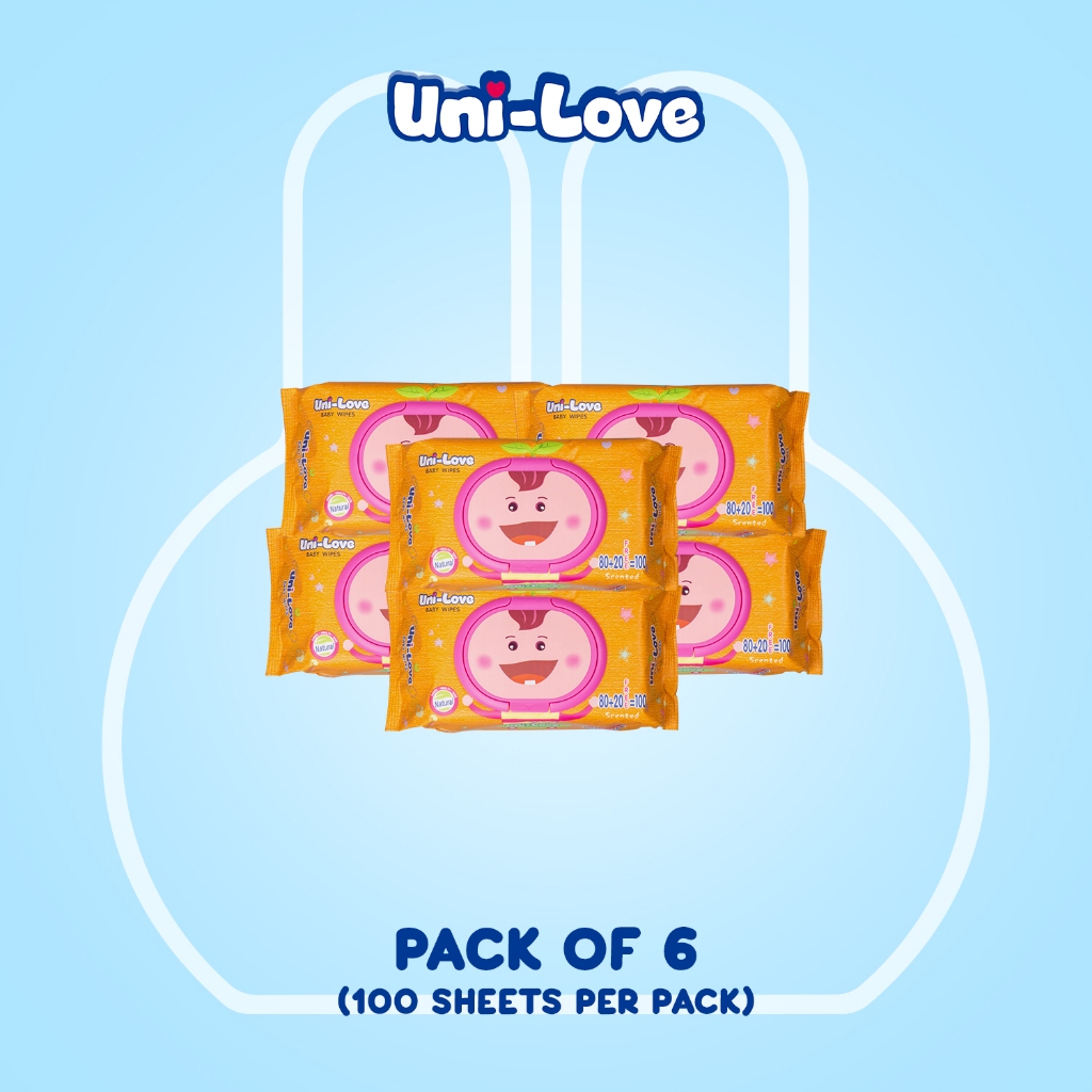 UniLove Powder Scent Baby Wipes 100's Pack of 6 | Shopee Philippines