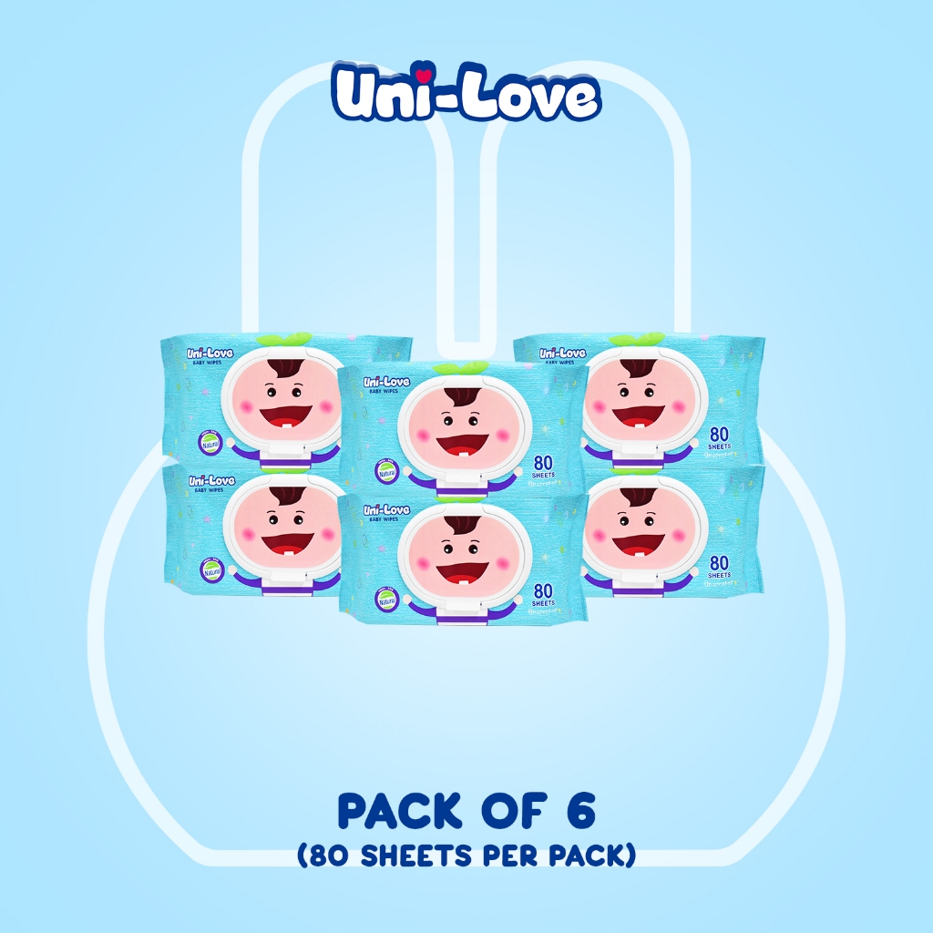 UniLove Unscented Baby Wipes 80's Pack of 6 (for promotion) | Shopee ...