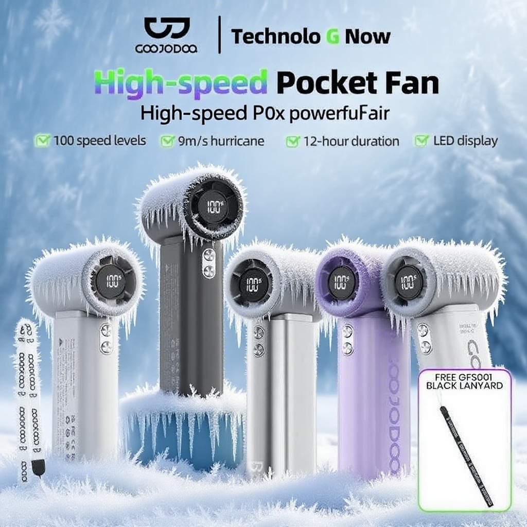 【New】GOOJODOQ 4000mAh Handheld Fan Turbo Jet Strong Wind Mini Portable ...