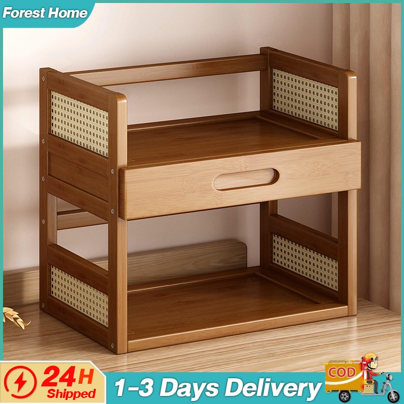 Desktop rack With drawer Double-layer desktop storage rack Multi-layer ...