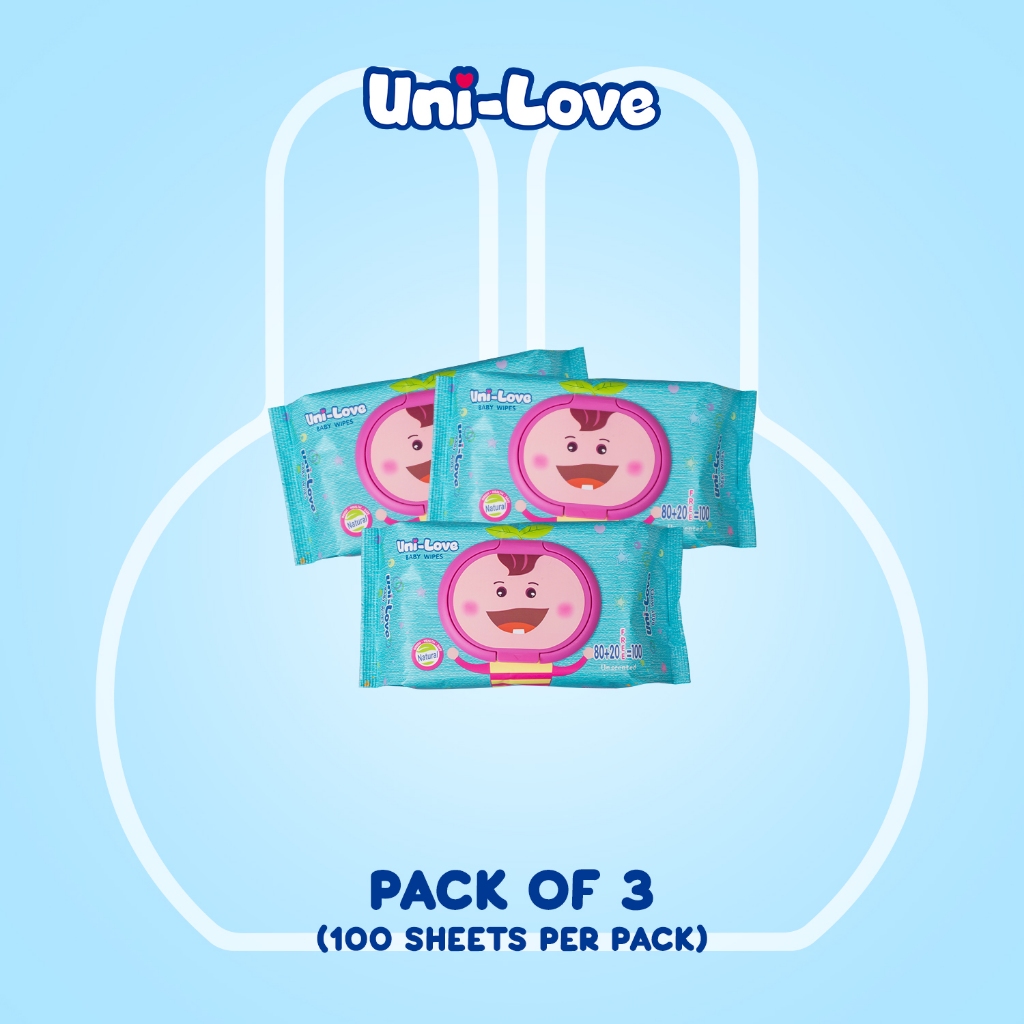 UniLove Unscented Baby Wipes 100's Pack of 3 | Shopee Philippines