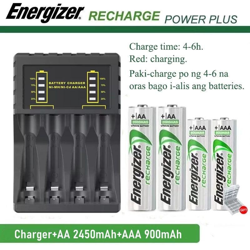 Energizer Rechargeable AA /AAA Battery 1.2V 2450mAh/900mAh With Battery ...
