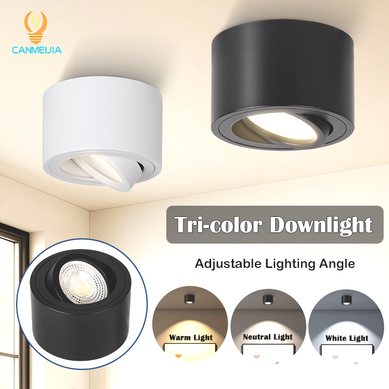 Tri-color Downlight Adjustable Angle LED Spotlight 7W 220V Surface ...