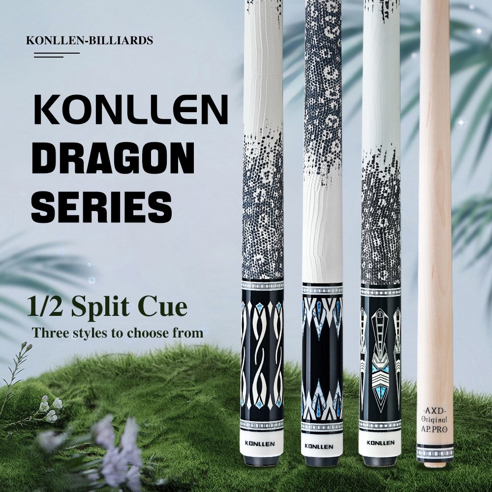 KONLLEN ZOKUE DRAGON Billiards Pool Cue Black Tip Leather Grip Pool Cue ...