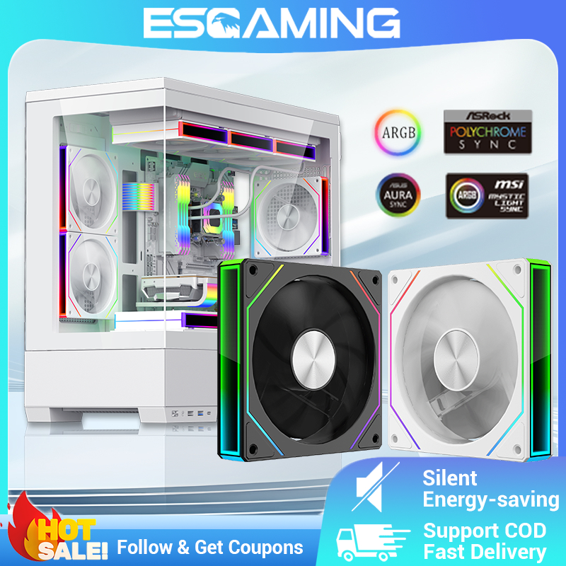 Esgaming Galaxy V9 ARGB CPU Fan PWM Axis CD Pattern Silent Computer Fan ...