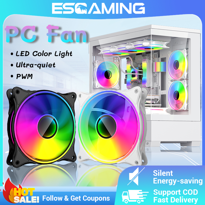 Esgaming RGB PC Fan Double 120mm Ring Case Fan 5V 3PIN Cpu Computer Fan ...