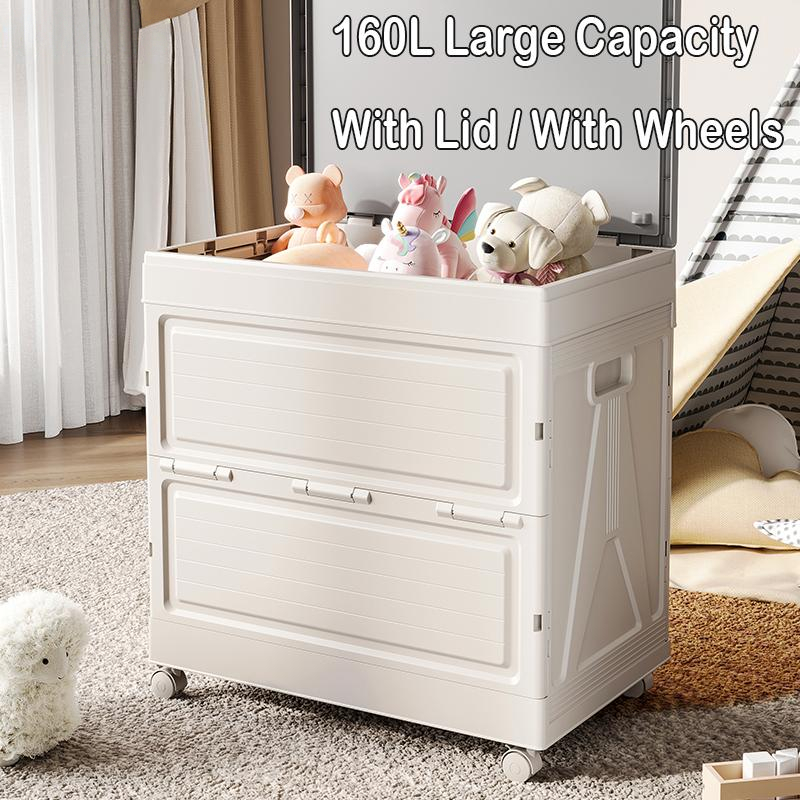 160L Large Capacity Toy Storage Box Foldable Organizer Container ...