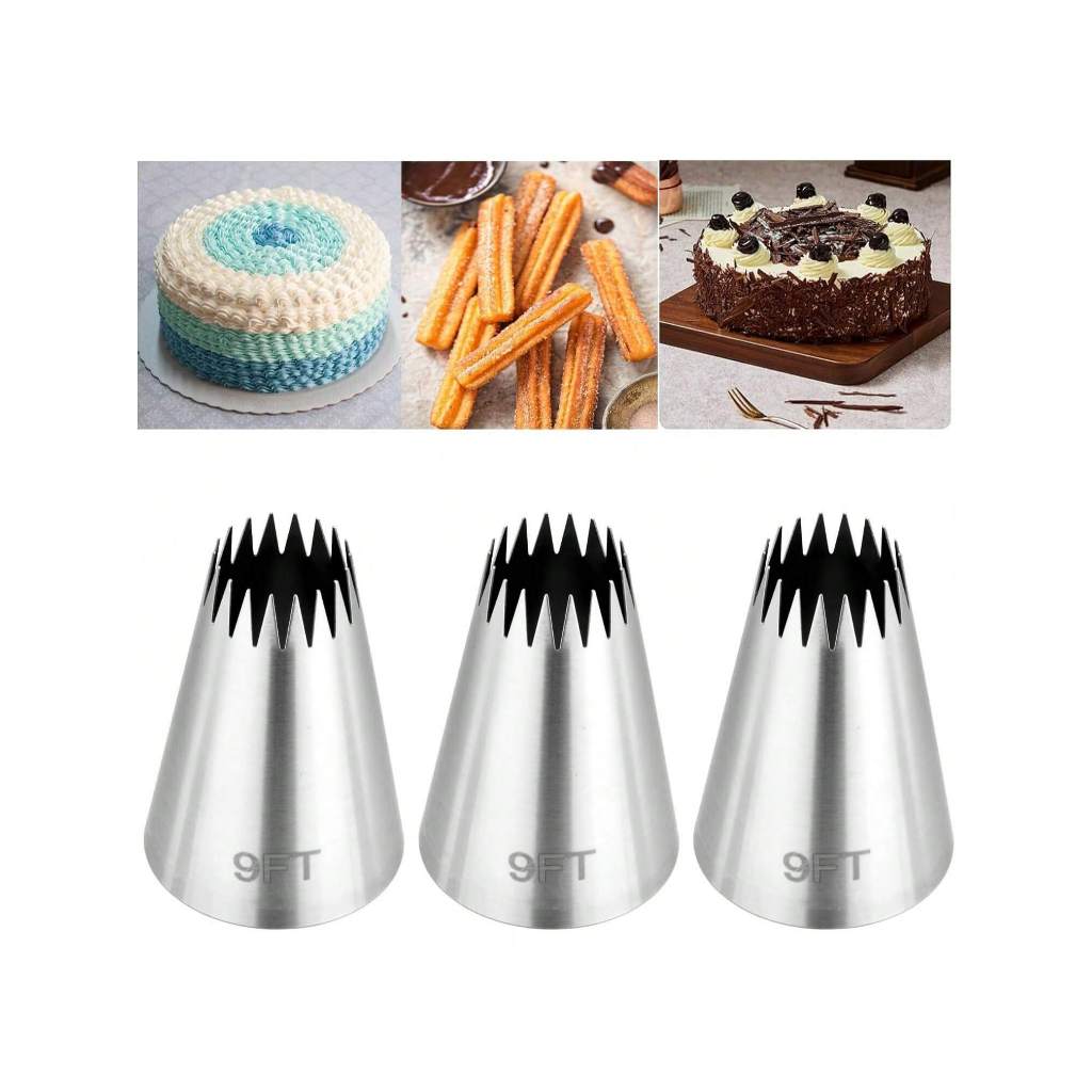 Churro Piping Tip - Large Open Star Pastry Tip for Eclairs, 9FT Icing ...