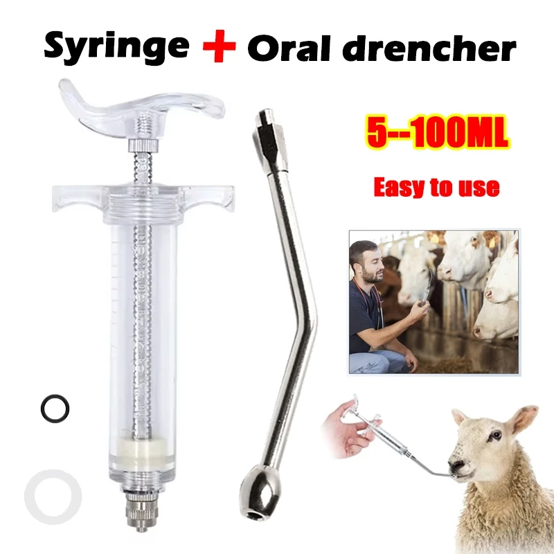 5-100ML Fiber glass syringe Heavy duty syringe for piglet cow goat dogs ...