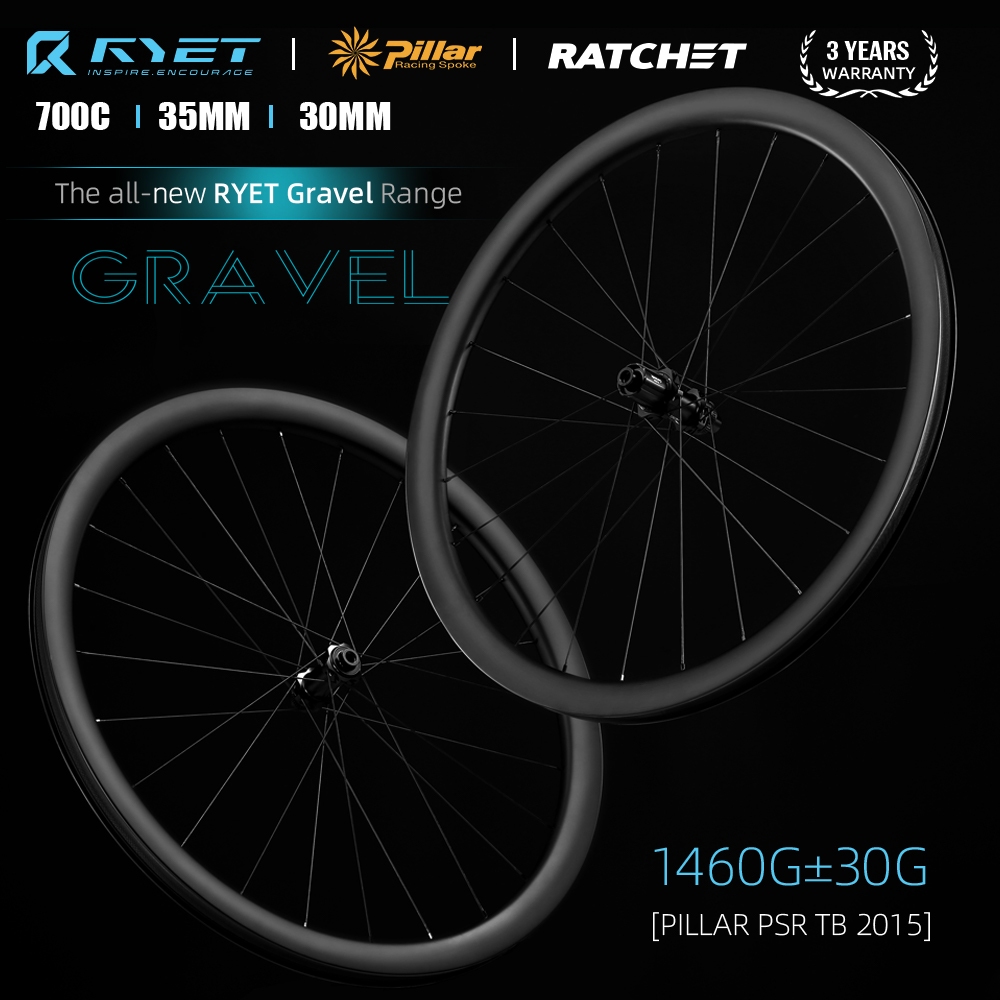RYET GRAVEL Carbon Wheelsets Disc Brake Cyclocross Tubeless Ready 700C ...
