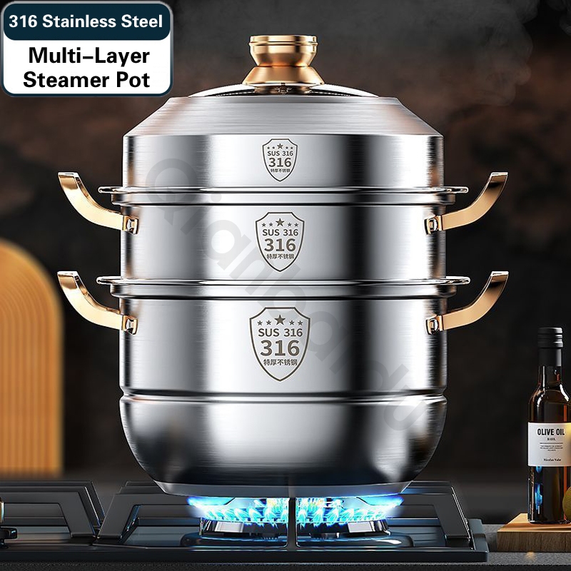 316 Stainless Steel Steamer Pot - Multi-Layer Cooking Pot for Steaming ...