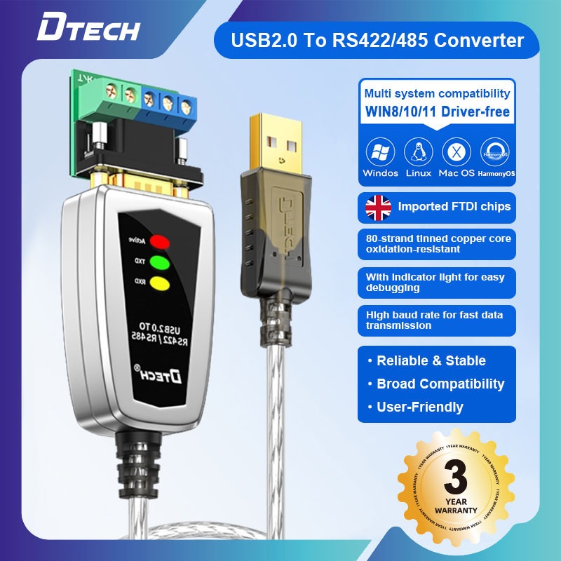 DTECH USB2.0 To RS422/485 Converter RS485 Module COM Cable 9-Pin Serial ...