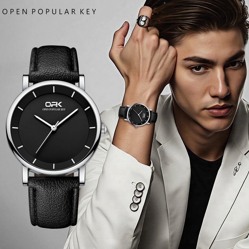 OPK Watch For Men Waterproof Original Quartz Leather Strap Simple Style ...