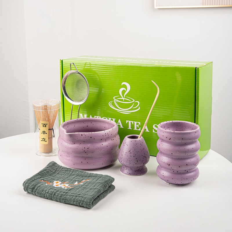 (8pcs) Matcha Whisk Set - Sesame Marshmallow Ceramic Bowl(Chawan),Cup ...