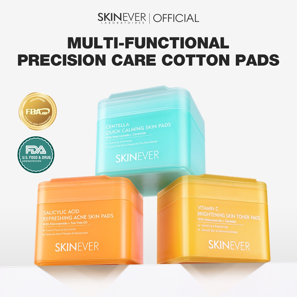 SKINEVER 3 Types Cotton Pads Salicylic Acid Refreshing Acne Vitamin C ...