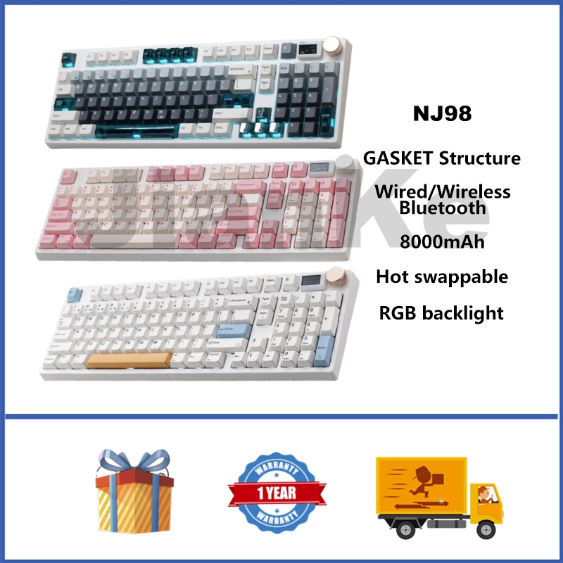 Keydous NJ98 Wireless Mechanical Keyboard 96% Hot swappable RGB Custom ...