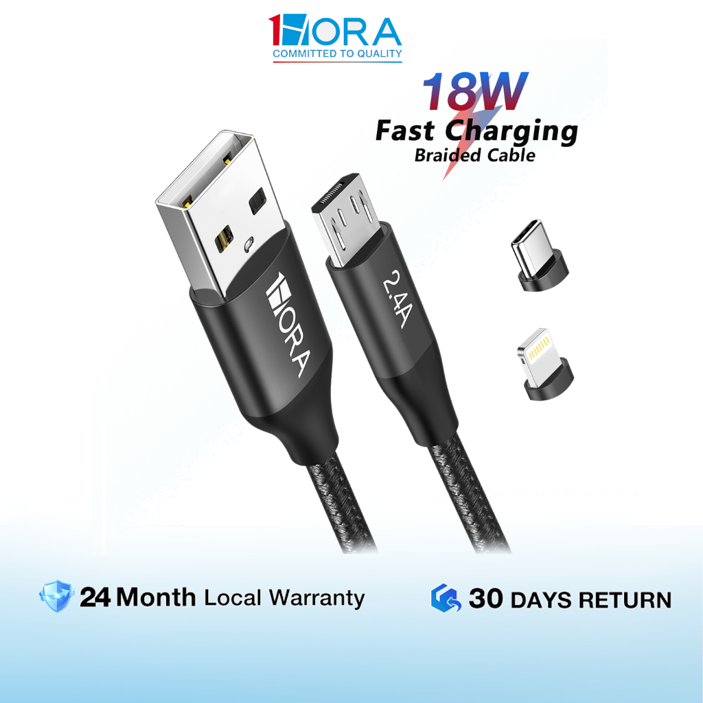 1HORA 18W 12W Type-C Fast Charging Nylon Braided Cable 1M for Android ...