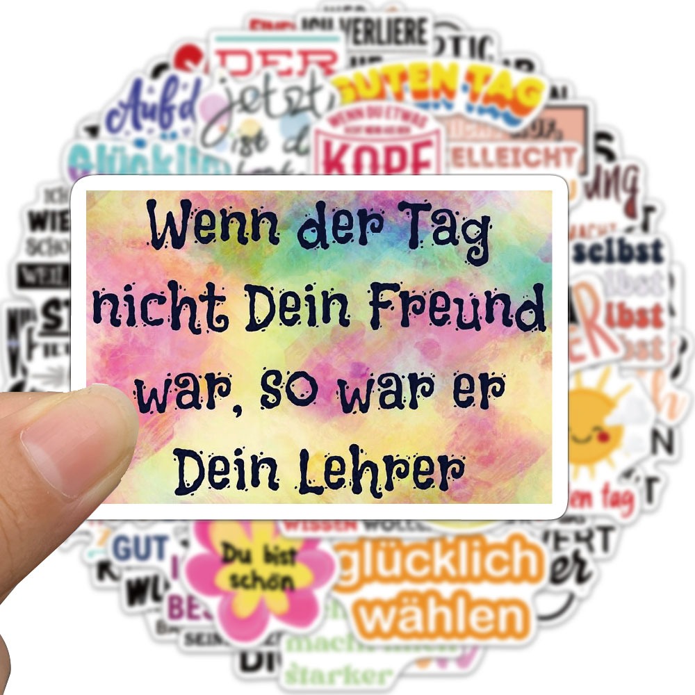 50PCS German Motivational Stickers Inspirational Deutsch Sticker Decals ...