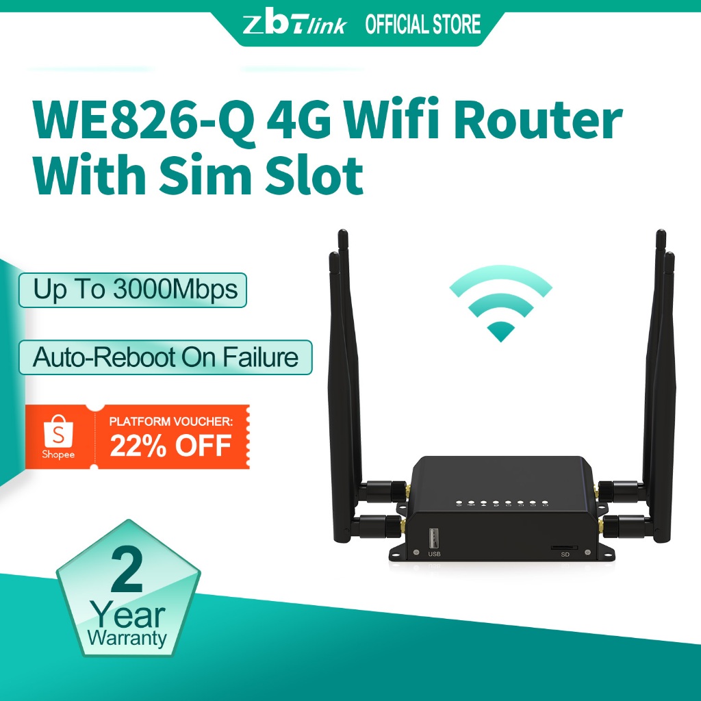 ZBTlink WE826-Q 4G Wifi Router With Sim Slot 300Mbps 128MB DDR2 + 16MB ...