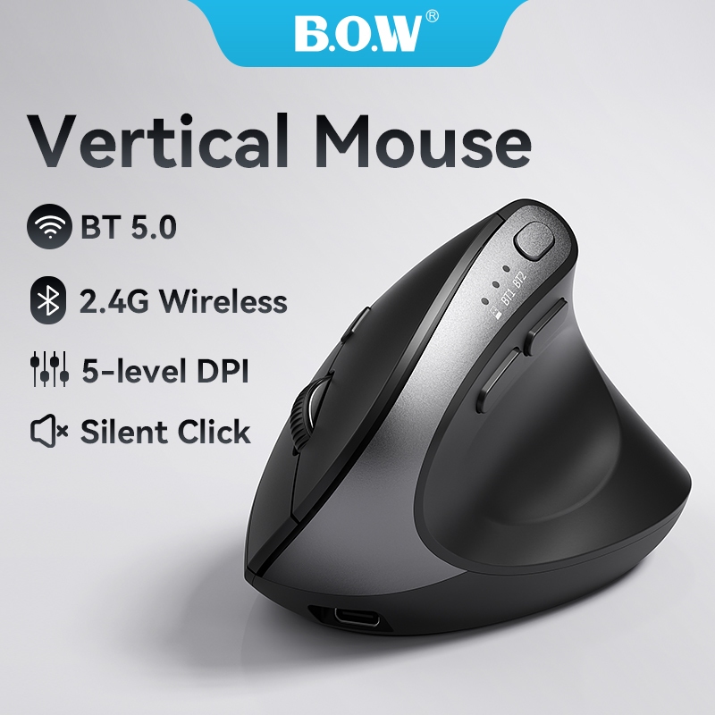 BOW MD190L Max Series Ergonomic Vertical Mouse Dual Mode Mouse 2.4G ...