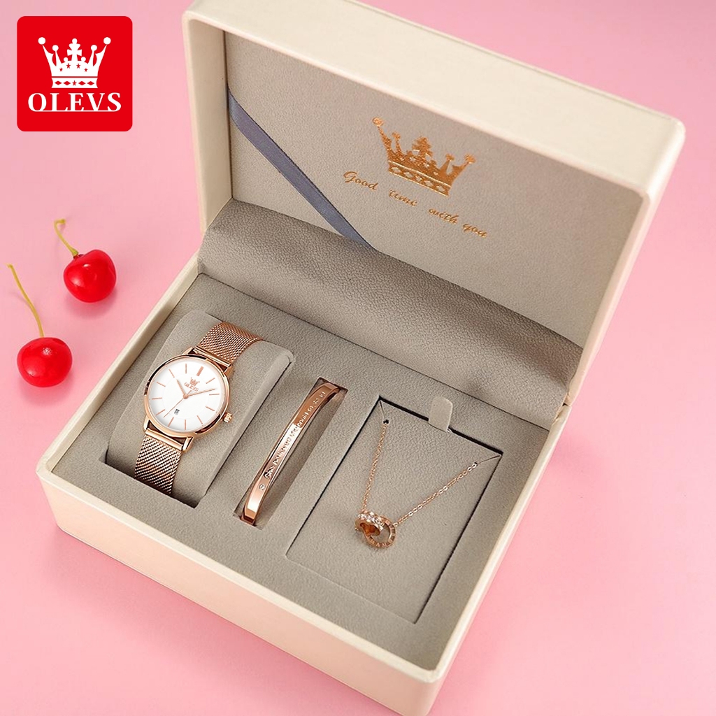 OLEVS Watch For Women Original Waterproof Stainless Steel Rose Gold ...
