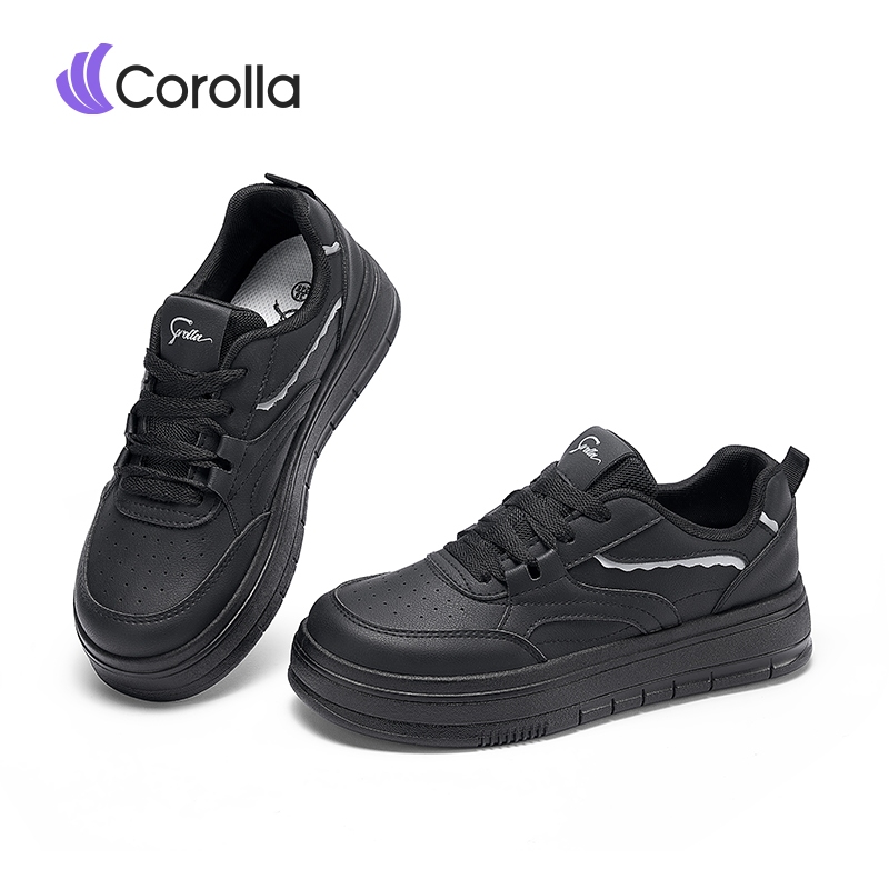 【School Shoes】COROLLA Women Thick Bottom Sneakers in White and Black ...