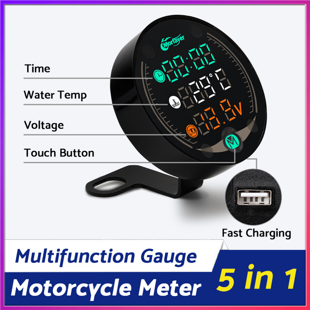 5 IN 1 METER TIMER VOLTAGE WATER TEMPERATURE CLOCK USB VOLTMETER ...