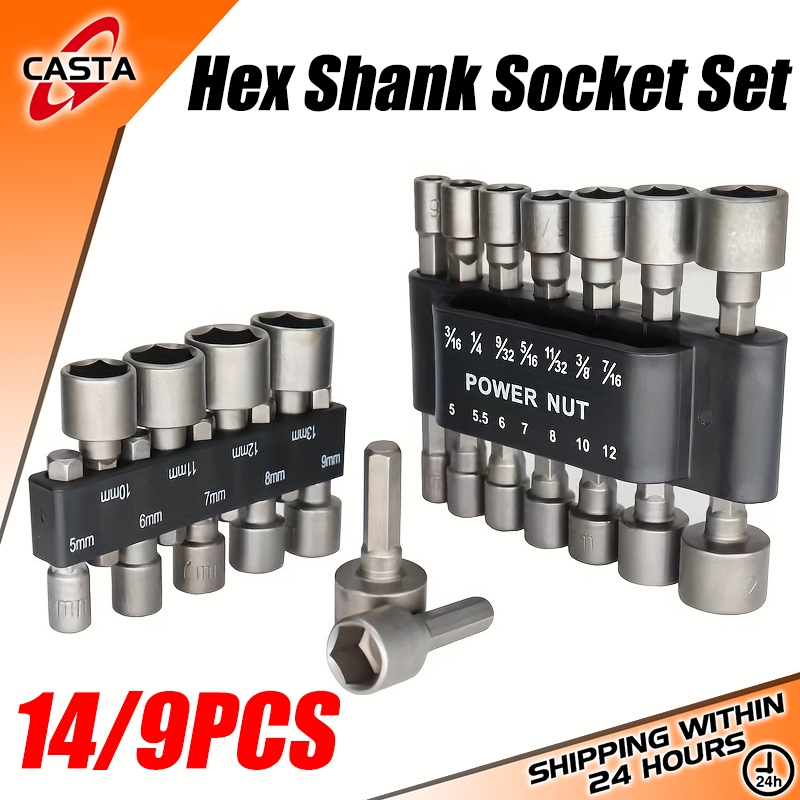 14/9PCS Power Nuts Driver Drill Bit Tools Set Metric Socket Wrench ...