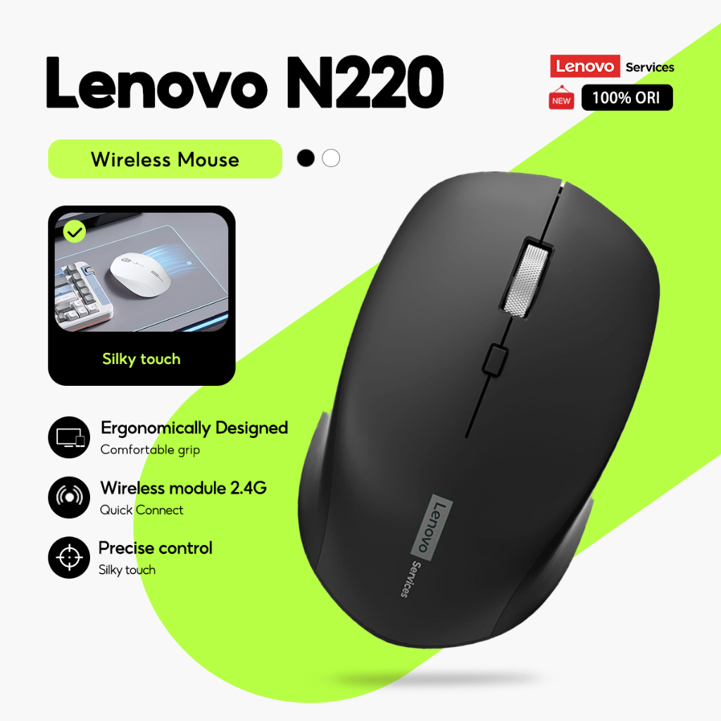 Lenovo N220 2.4GHz Wireless Silent Mouse Ultra-Low Latency Fast ...