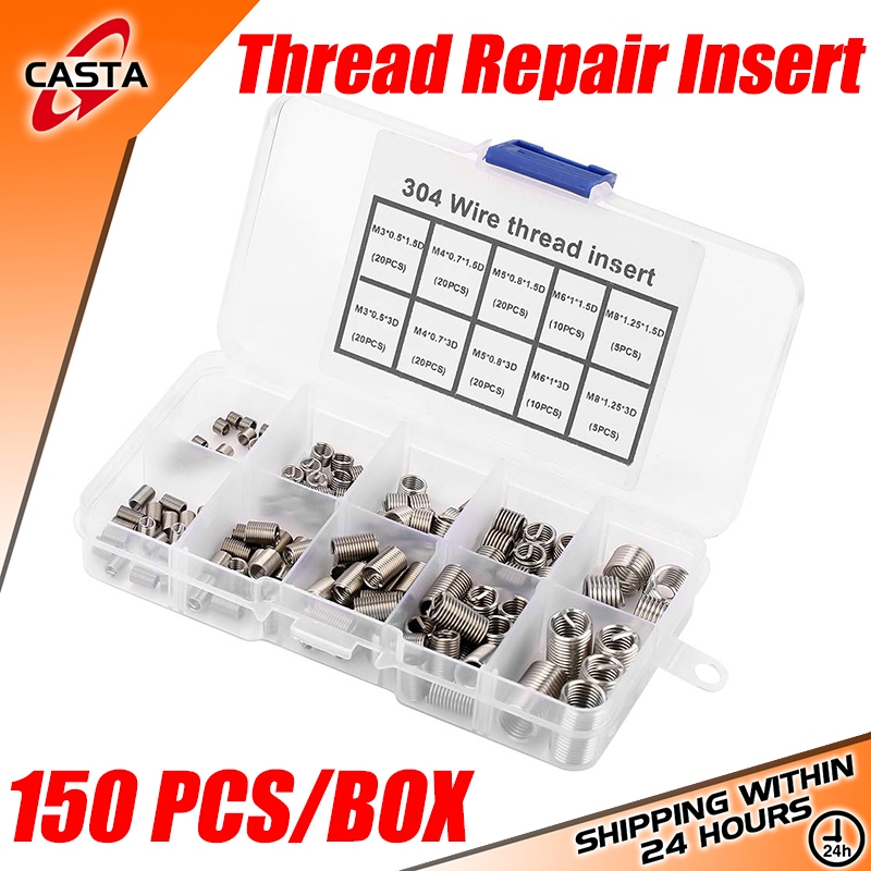 150pcs Stainless Steel Thread Repair M3-8 Coiled Wire Insert Repair Kit ...