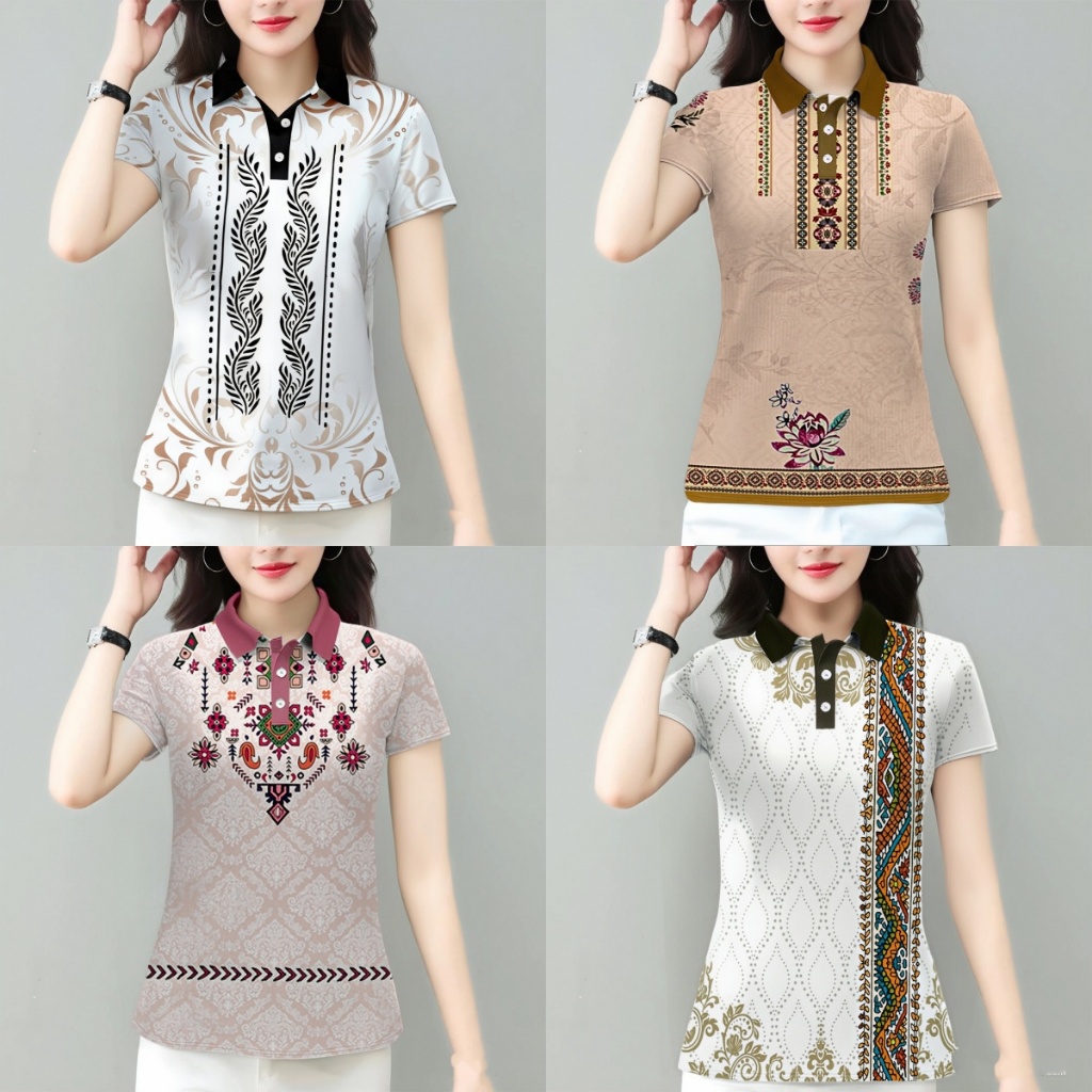 Asean Attire For Women Polo Barong Ethnic Style Women's Polo Short ...
