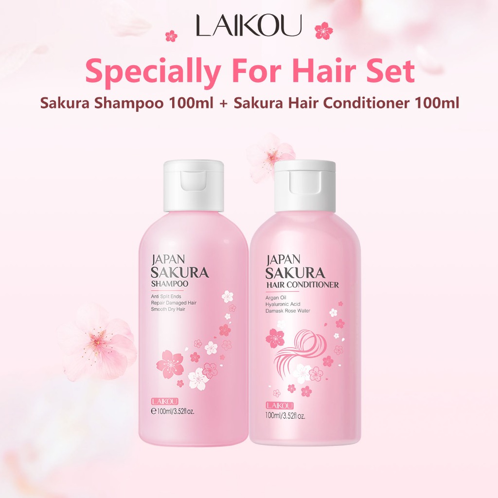 【Suilt】LAIKOU Sakura Shampoo+Hair Conditioner Repair Split Ends ...