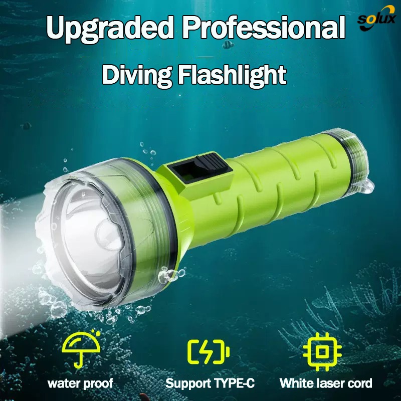Diving Headlight Flashlight Rechargeable Waterproof Original Outdoor ...