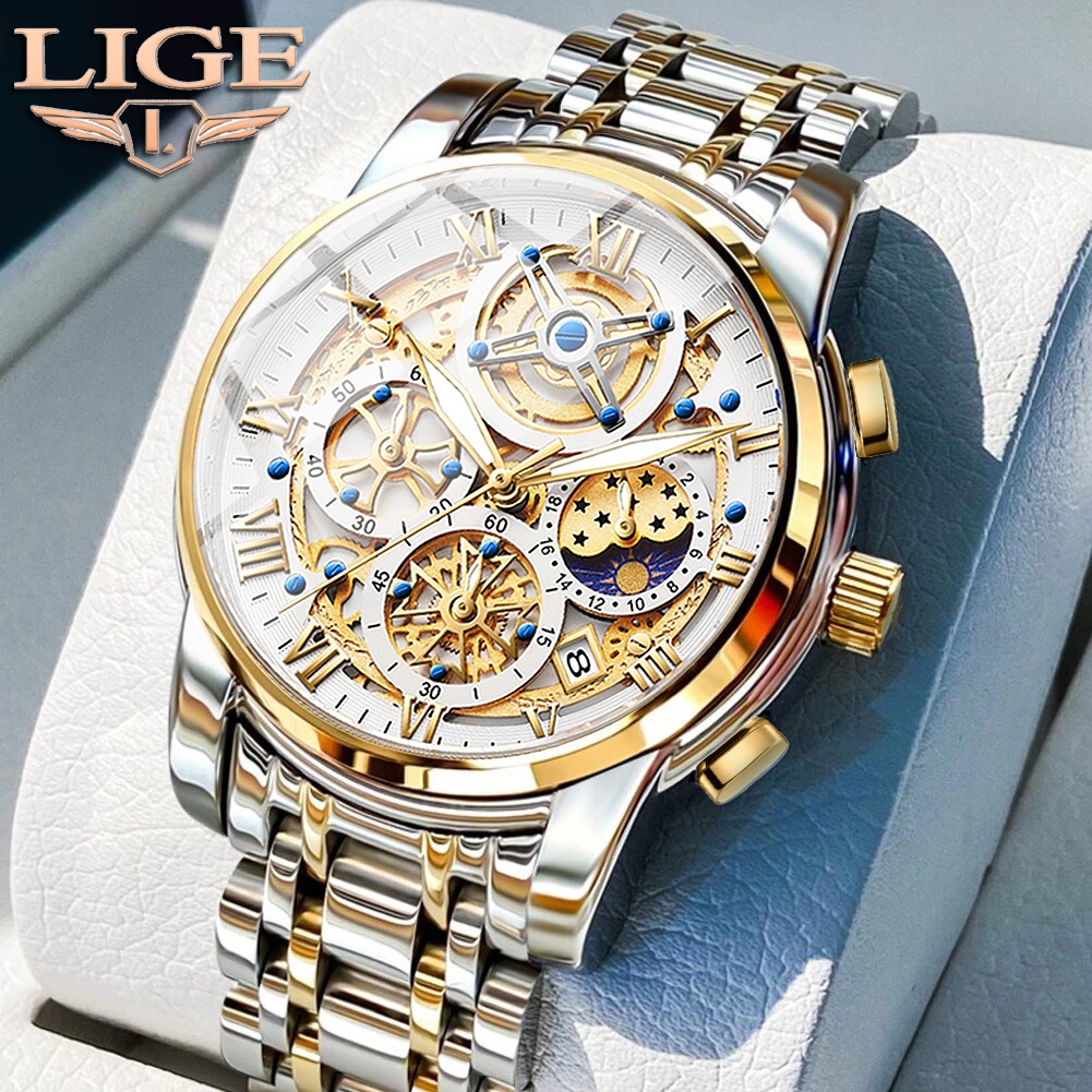 LIGE Official Steel Watch Original Relo Men Sports Waterproof Watches ...