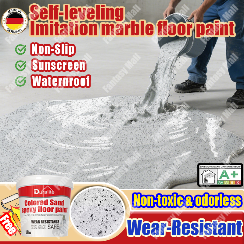 1.8kg Epoxy Colored Sand Floor Paint 50-Year Durable High Gloss Self Leveling Cement Floor Paint ...