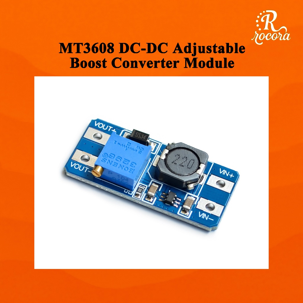 MT3608 DC-DC Adjustable Boost Converter Module Wide Input 2-24V Step-Up ...
