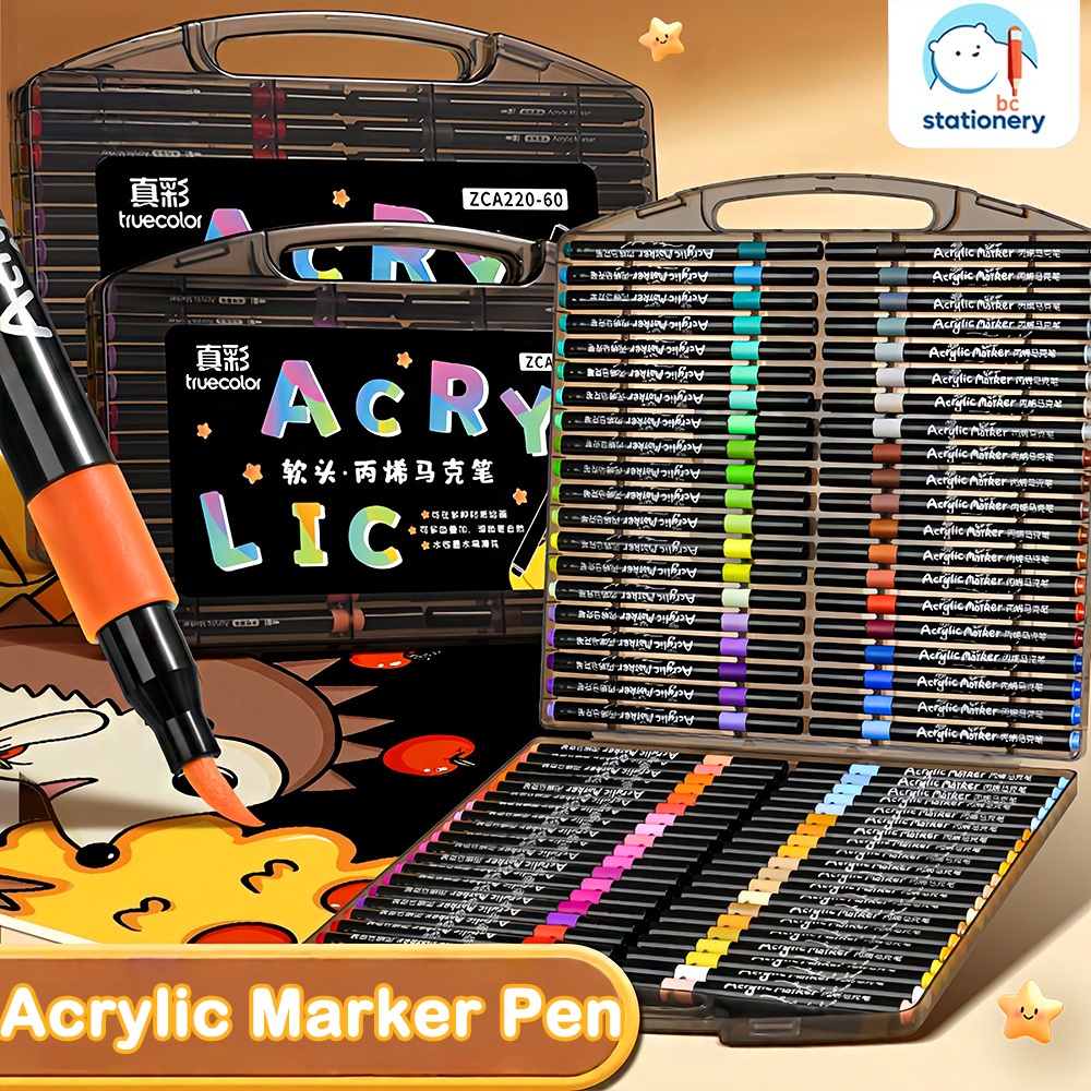 80Colors Acrylic Marker Pen Set Colored Pens Coloring Pen Highlighter ...