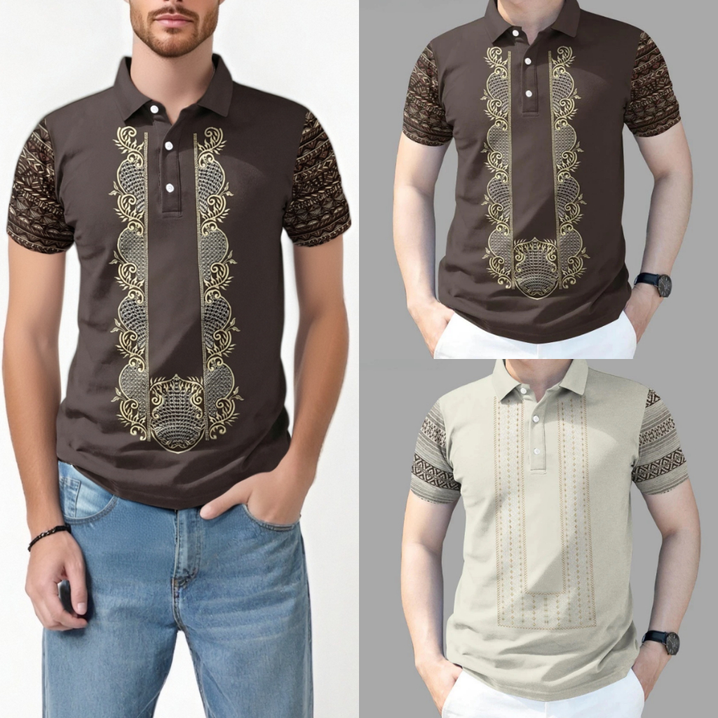 Ethnic Retro Lapel Short Sleeve Polo Shirt for Men 3D Printed With ...
