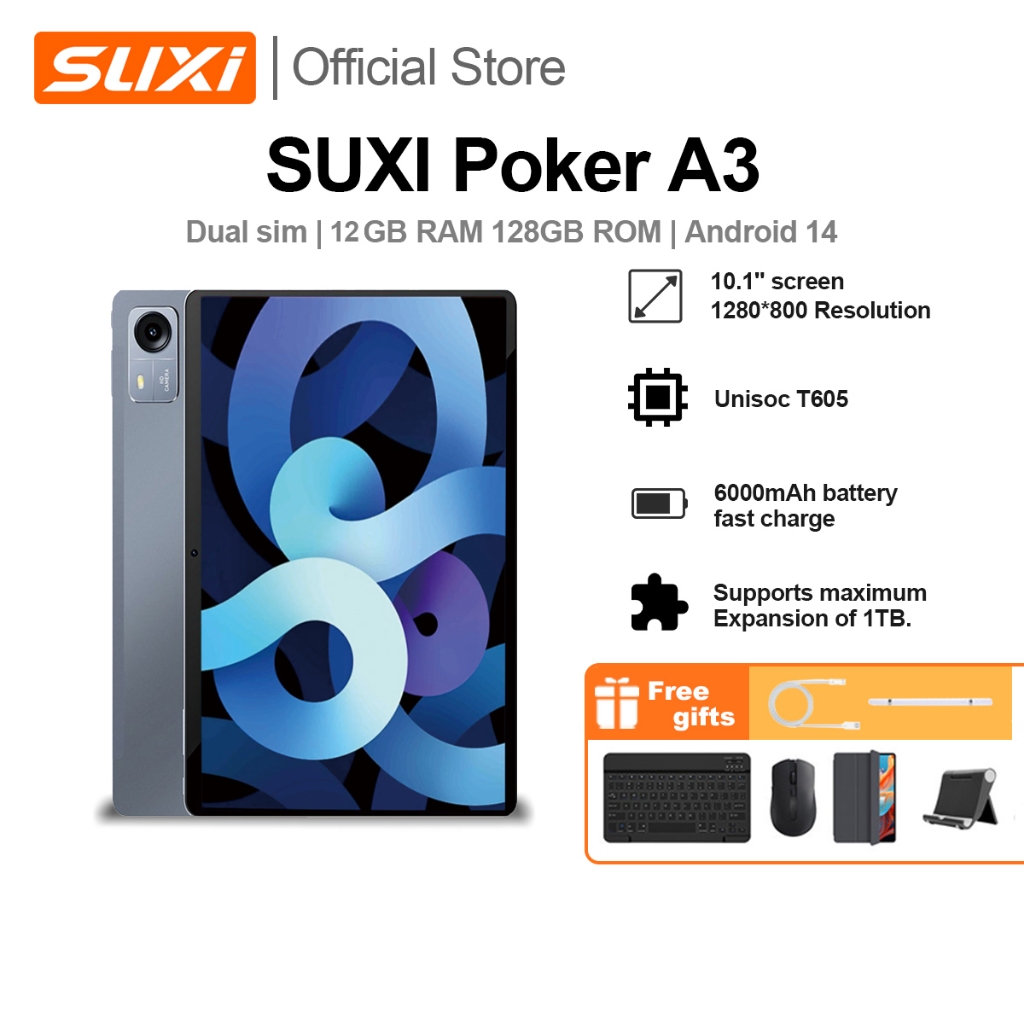 SUXI A3 10.1" Android Tablet for Gaming/Students SIM Card Slot wifi 12 ...