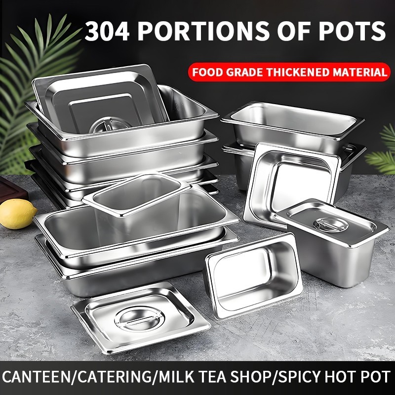 304 Stainless Steel Food Tray Storage Container Box Commercial Buffet ...