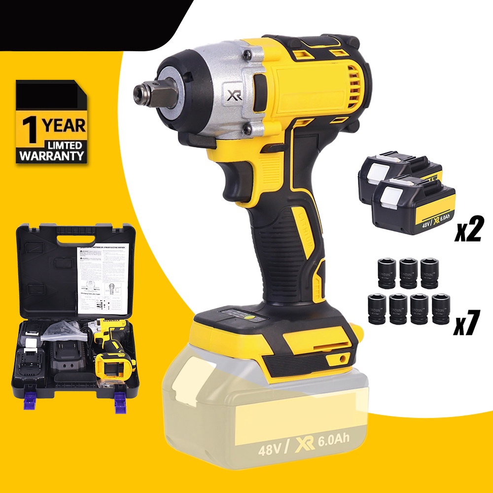 Impact Wrench Cordless Electric Impact Driver 6.0Ah Battery Brushless ...