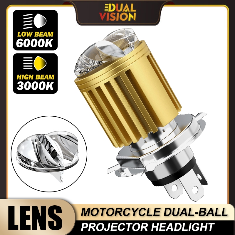 H4 LED Motorcycle Headlight Bulb 5570 CSP Chips 3000K/6000K Hi-Lo Beam ...