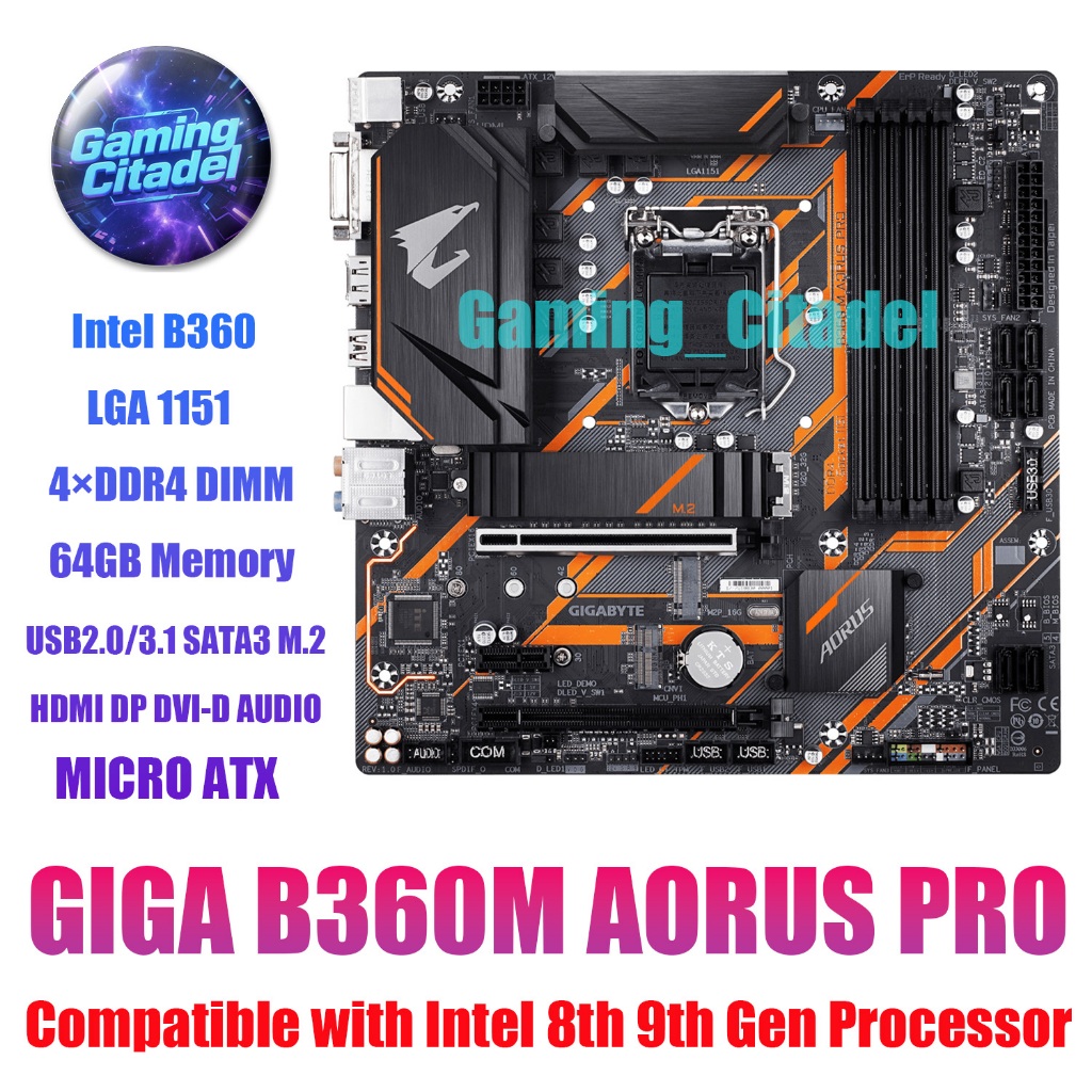 Used Gigabyte B360M AORUS PRO DDR4 MATX Motherboard B360 LGA1151 ...
